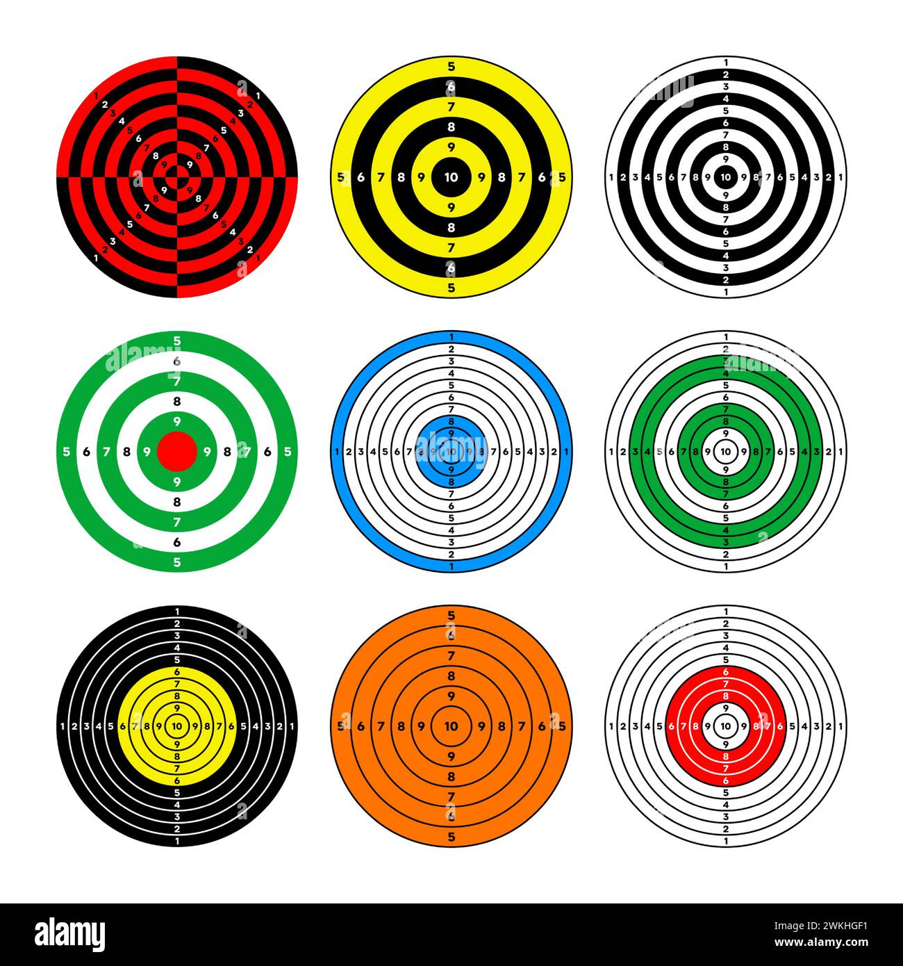 Shooting range paper targets. Round target with divisions, marks and ...