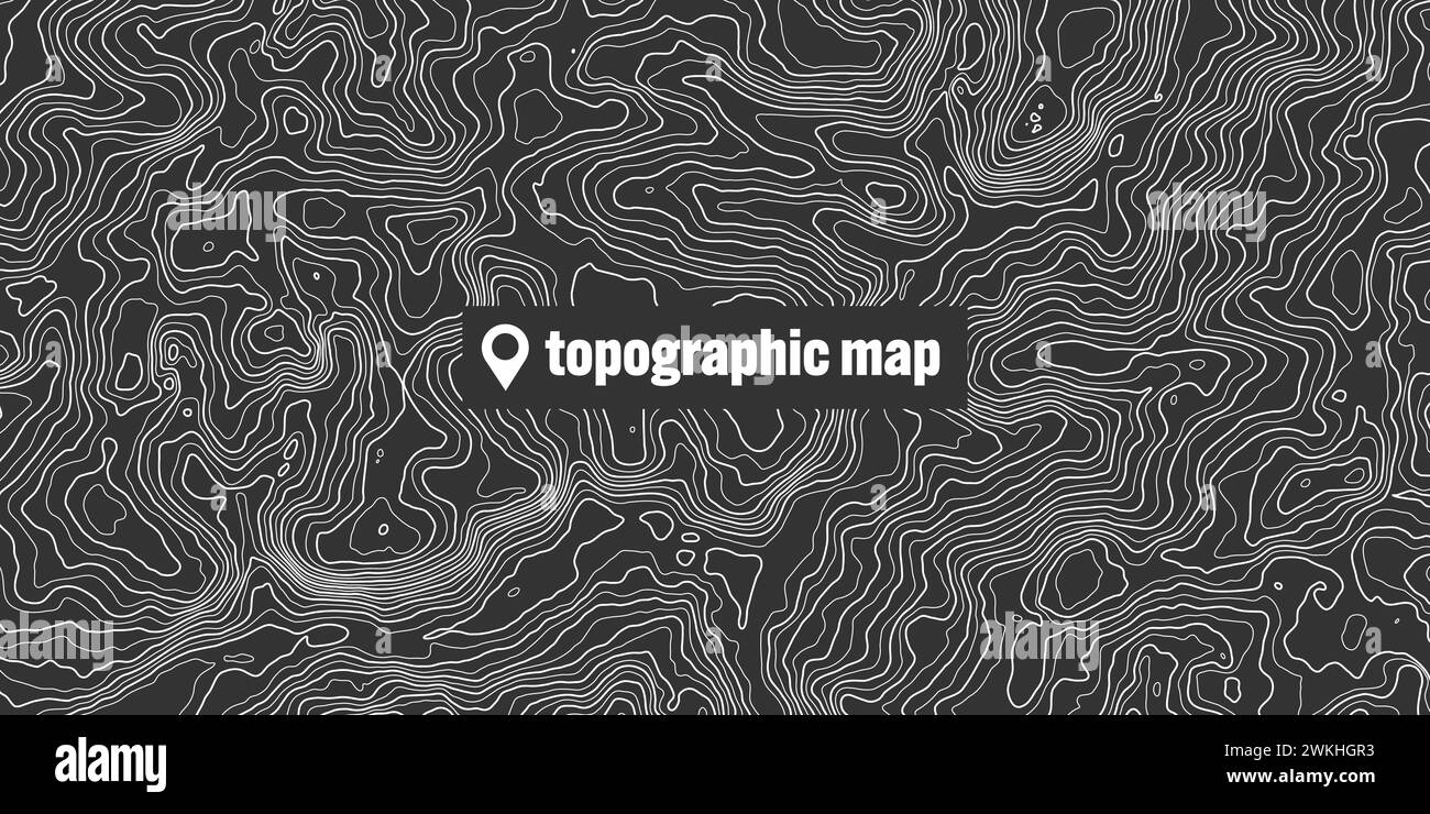 Topographic map with contour lines. Geographic terrain grid, relief height elevation. Ground ...