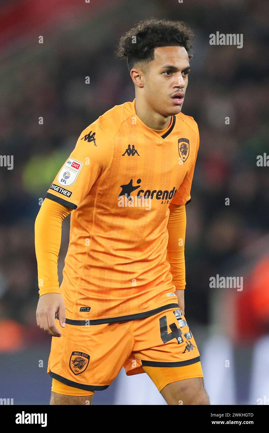 Southampton, UK. 20th Feb, 2024. Hull City midfielder Fabio Carvalho ...
