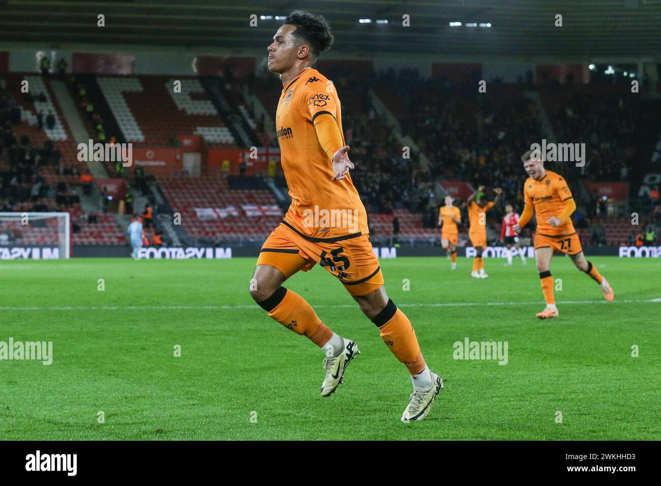 Southampton, UK. 20th Feb, 2024. Hull City midfielder Fabio Carvalho ...
