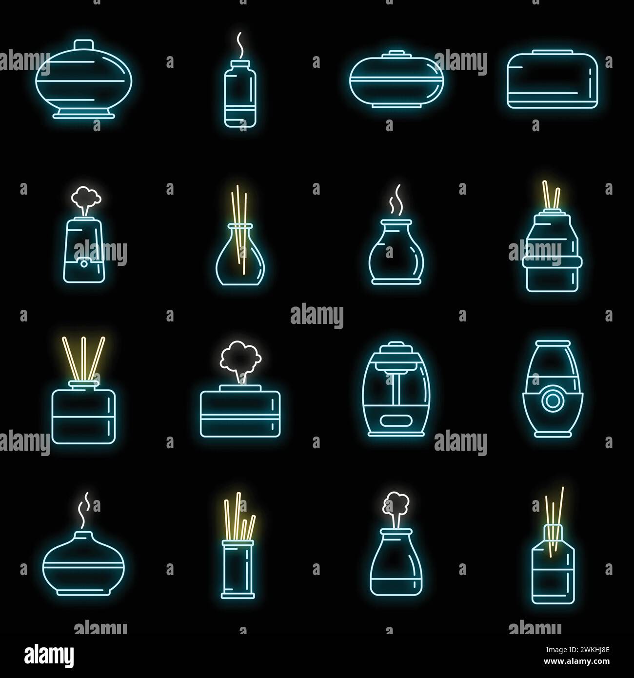 Diffuser freshener icons set. Outline set of diffuser freshener vector ...