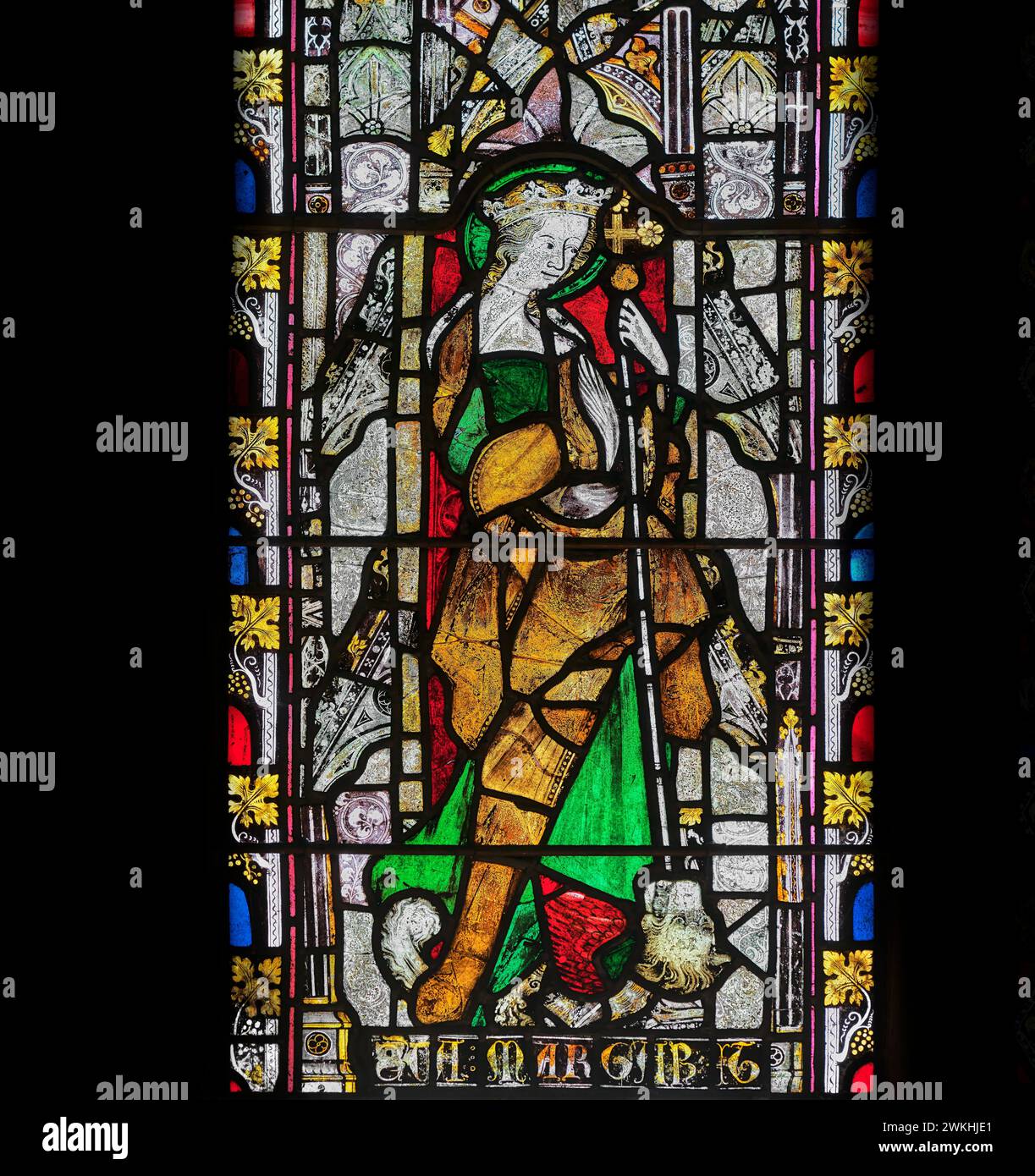 St Margaret, fourteenth century stained glass window, Christ Church ...