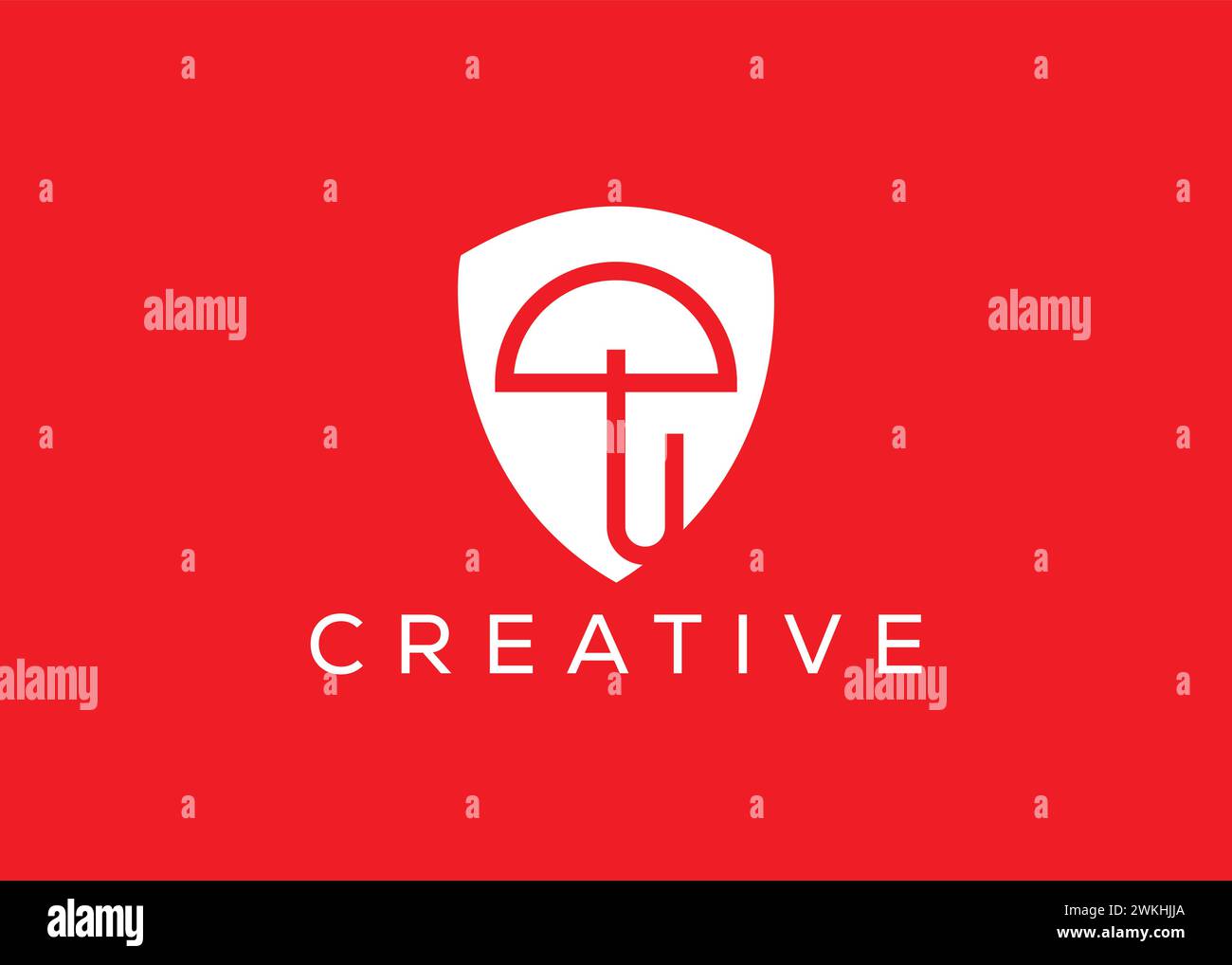 Minimalist Shield umbrella mark logo design vector template. Guard ...