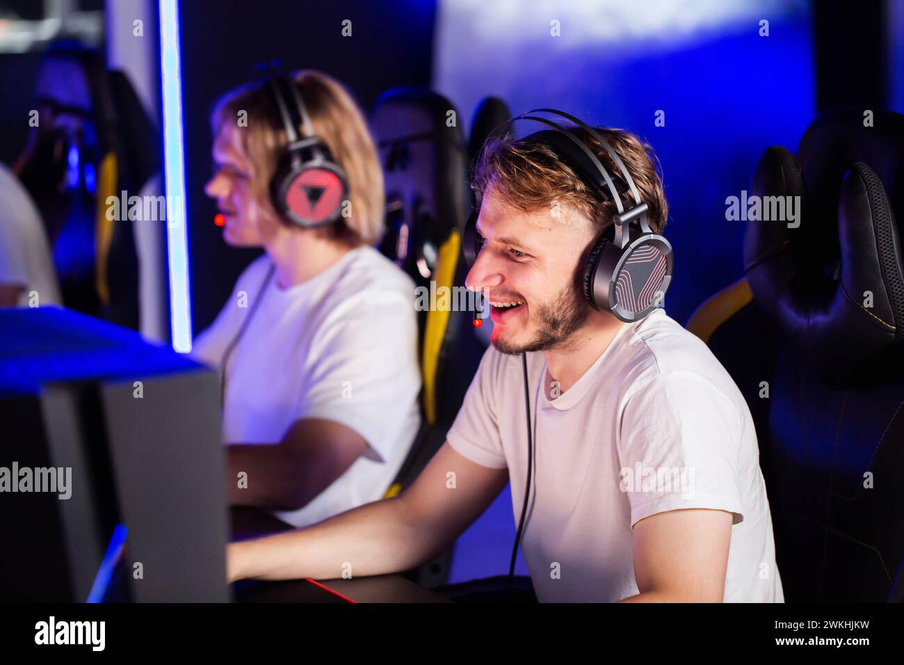 Professional cyber sport tournament. E-sport championship. Young ...