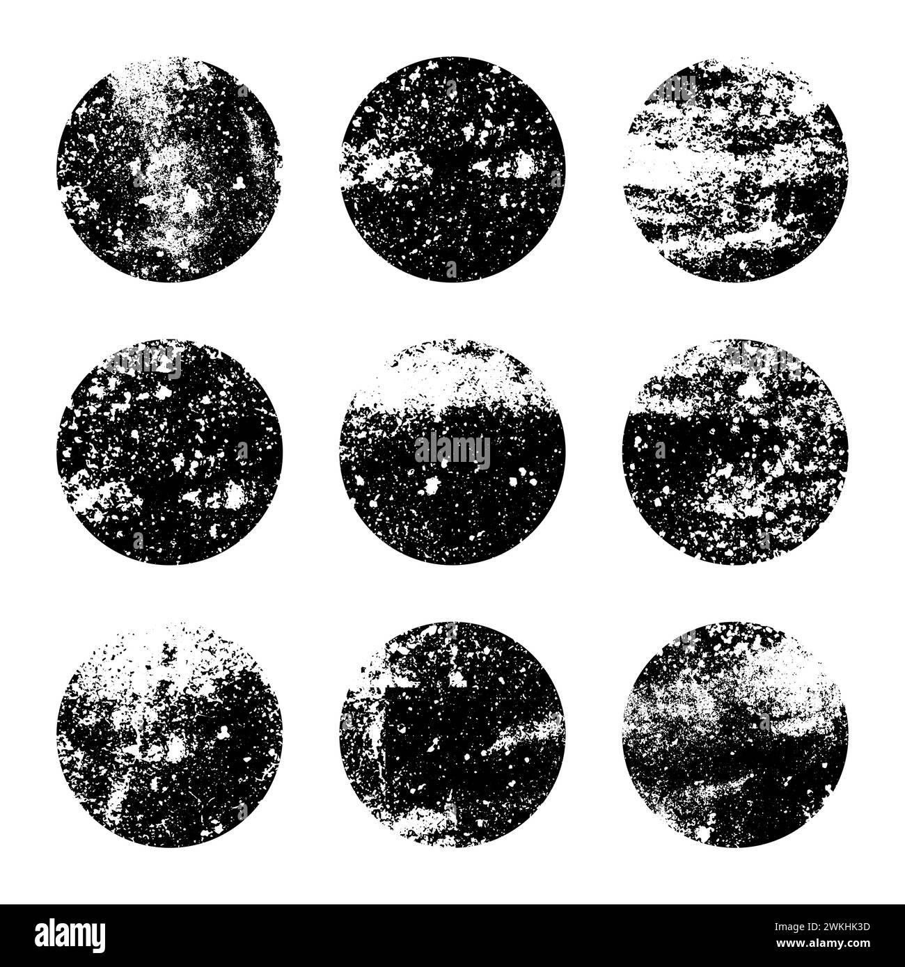 Grunge circles with stains and scratches. Circle brush stroke, round ...