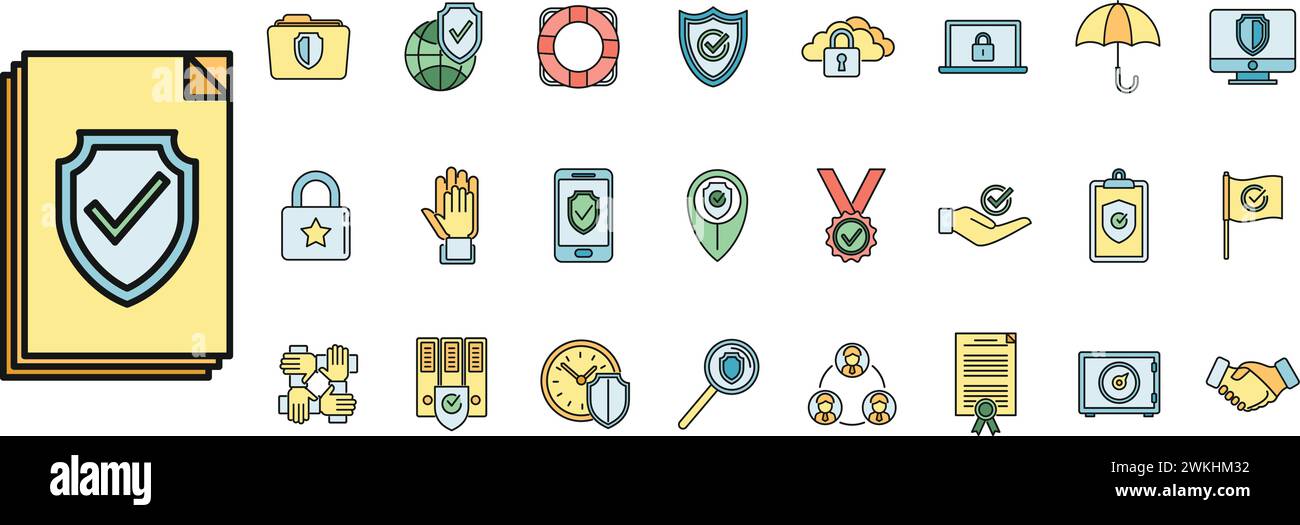 Reliability Principles Icons Set Outline Vector Social Customer Trust