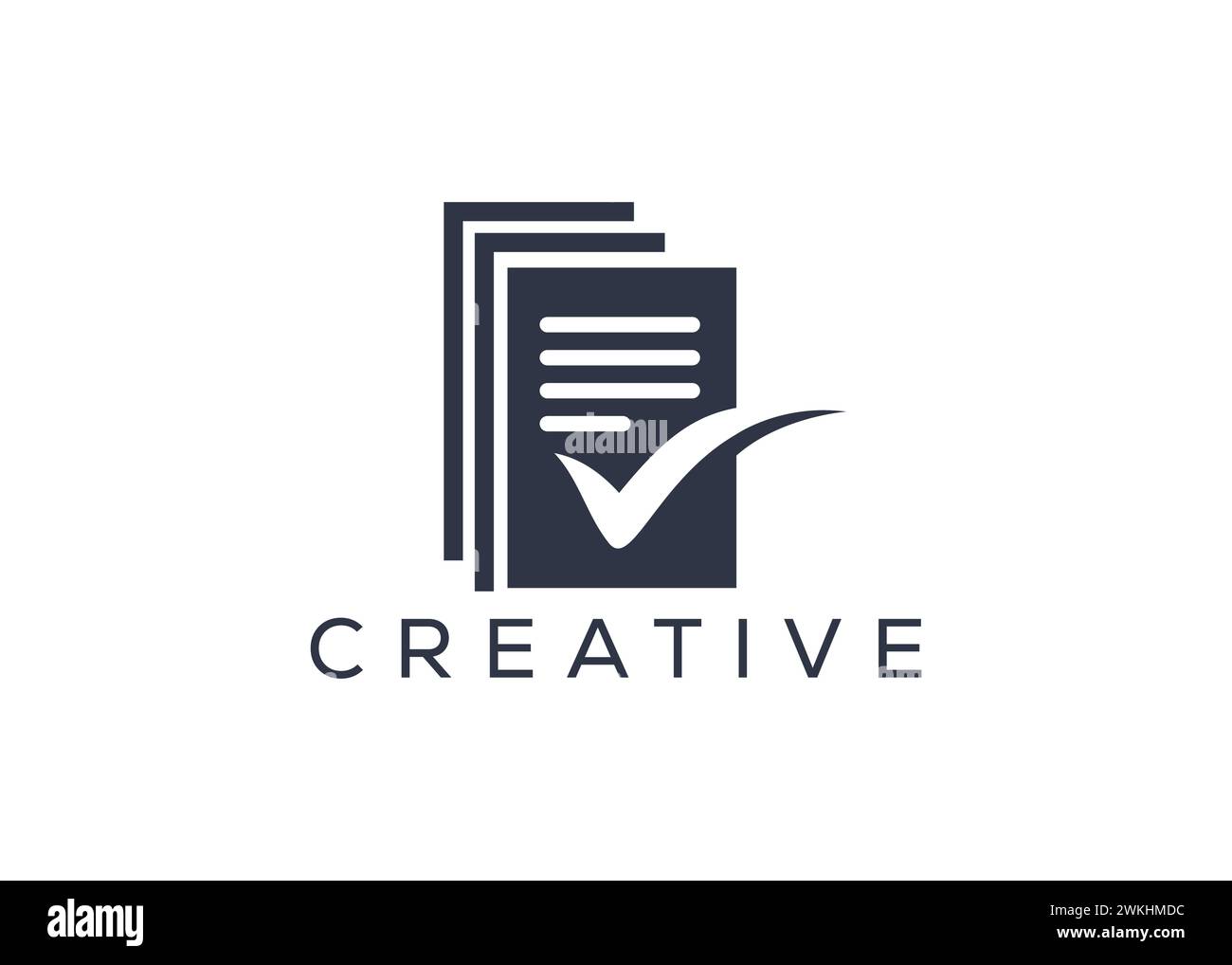 Creative and minimal Document check mark logo vector template. Abstract ...