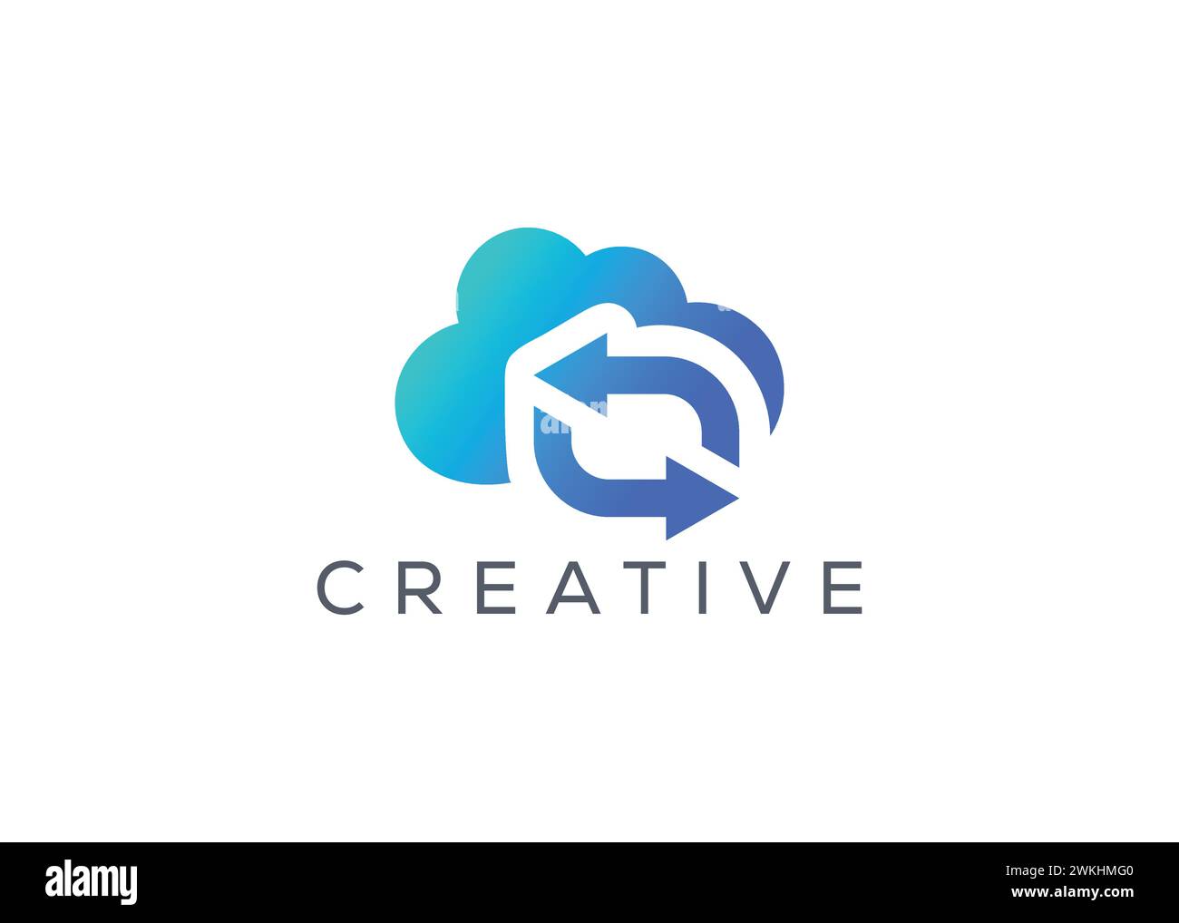 Creative and minimal Abstract Cloud swap Arrow logo vector template. Abstract modern Cloud with ...
