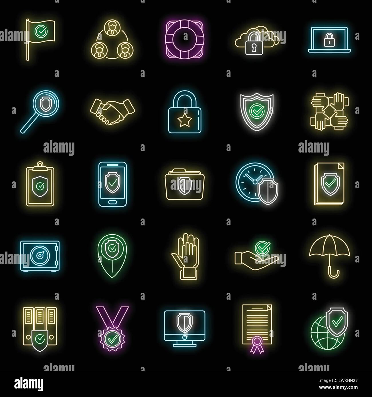 Reliability principles icons set outline vector. Social customer trust ...