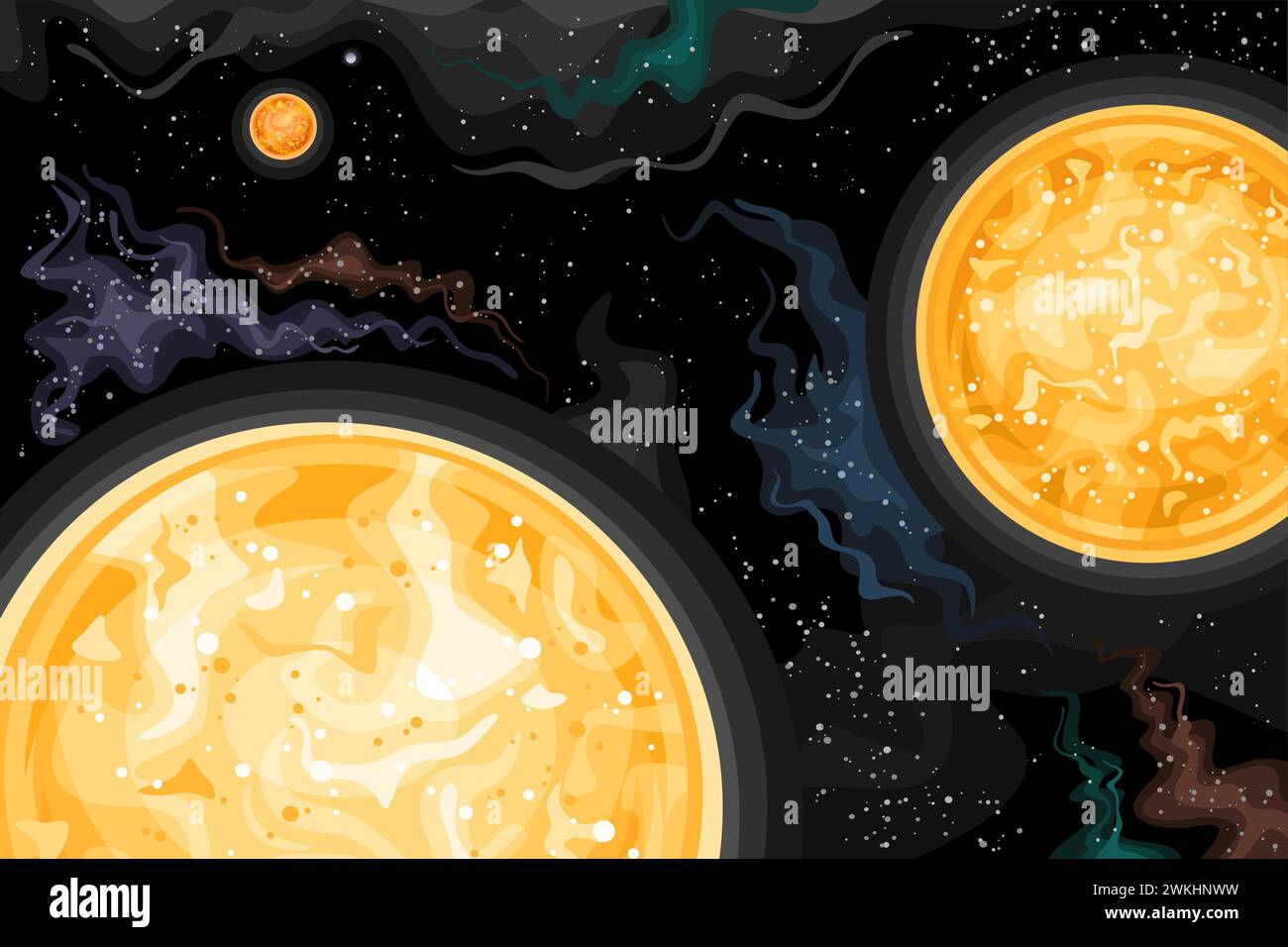 Vector Fantasy Space Chart, astronomical horizontal poster with ...