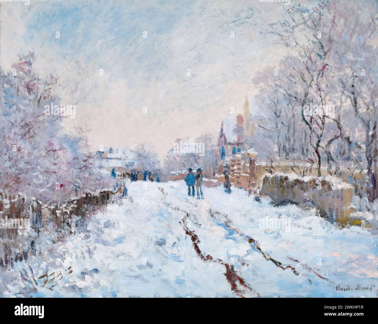 Claude Monet, Snow Scene at Argenteuil, landscape painting in oil on ...