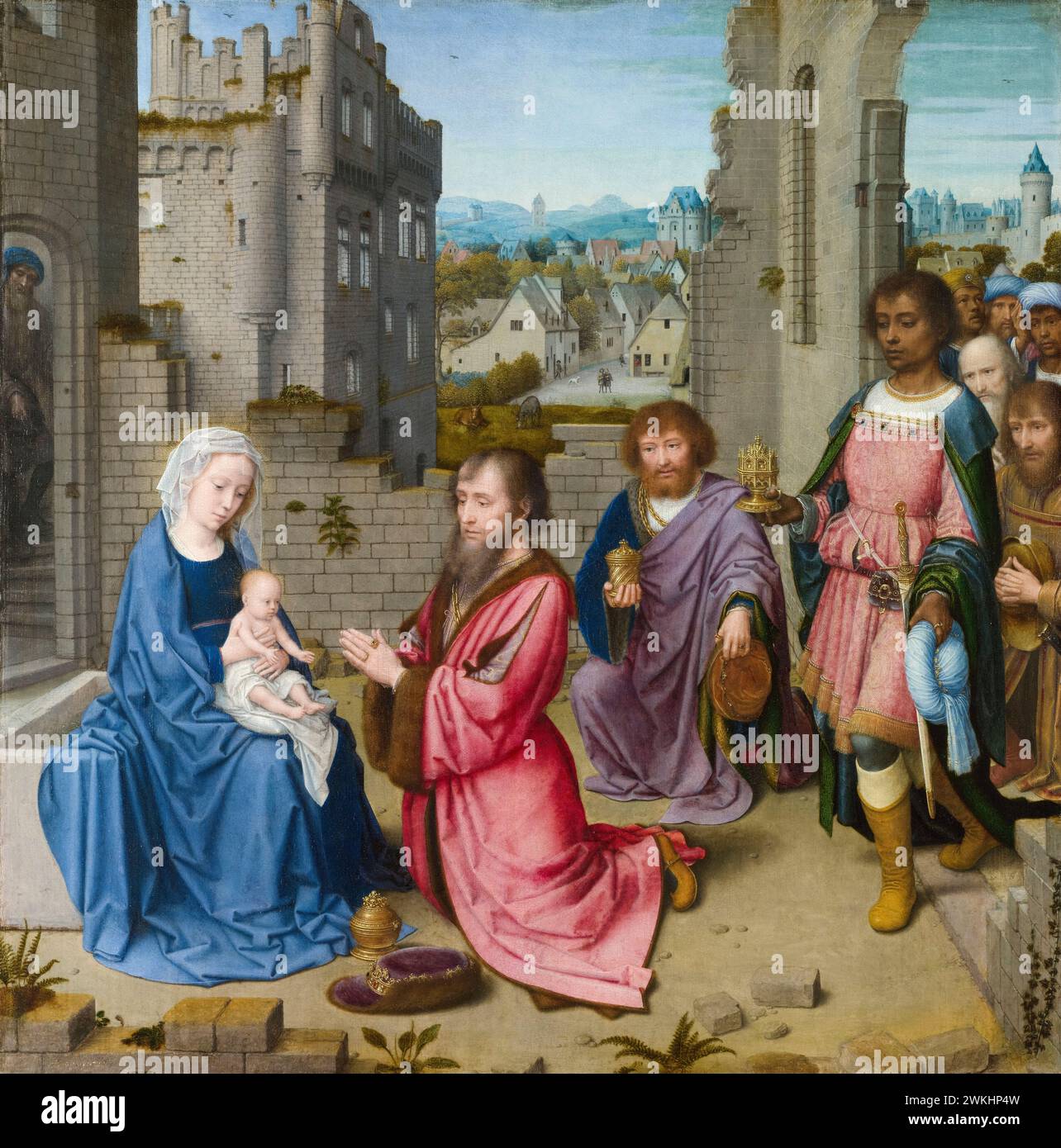 Gerard David, Adoration of the Kings (Adoration of the Magi), painting in oil on oak, circa 1515 ...