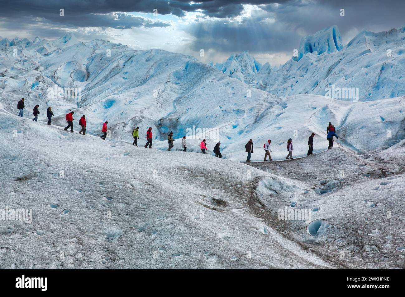 Mini trekking. Walk on the glacier with crampons. Perito Moreno glacier ...