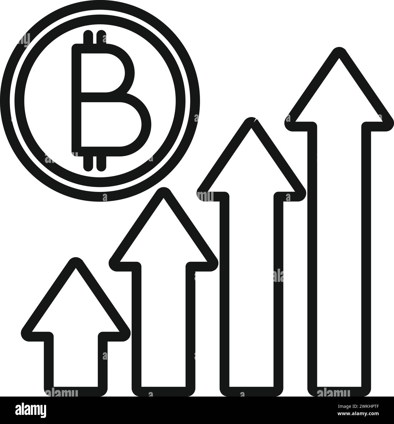 Grow graph line icon outline vector. Gain finance. Token mobile device ...