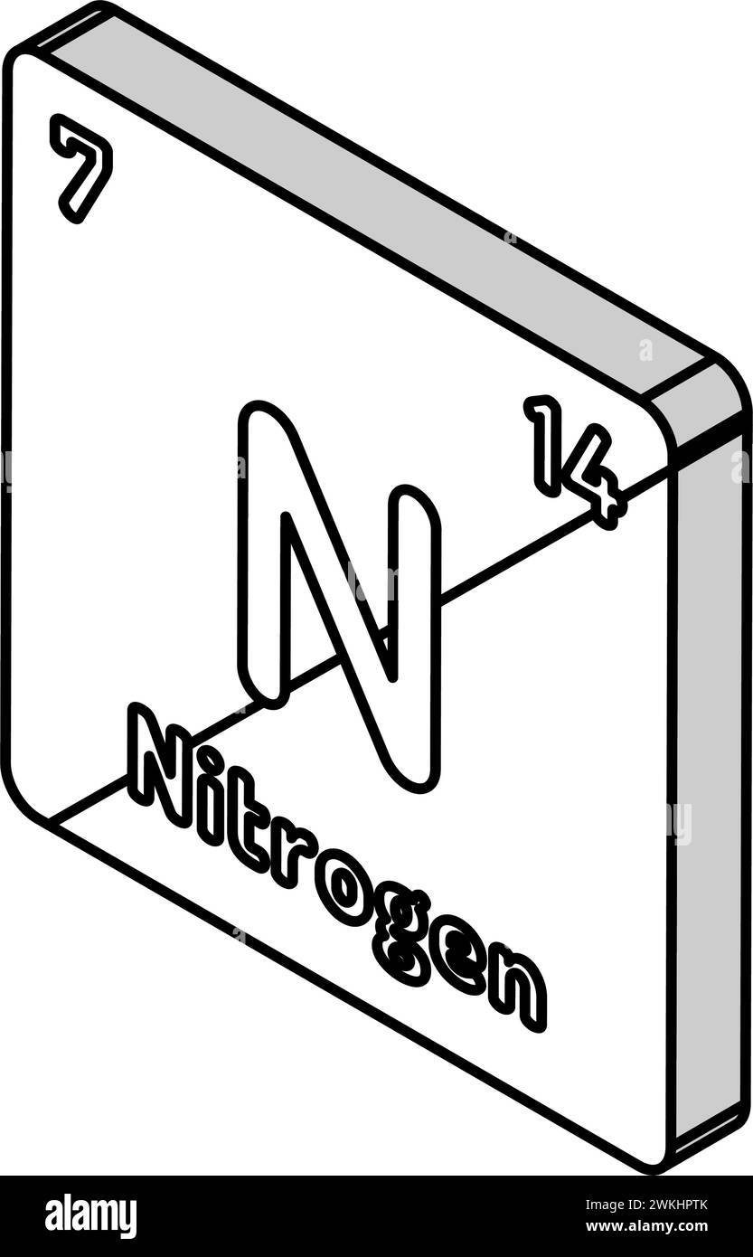 nitrogen chemical element isometric icon vector illustration Stock ...