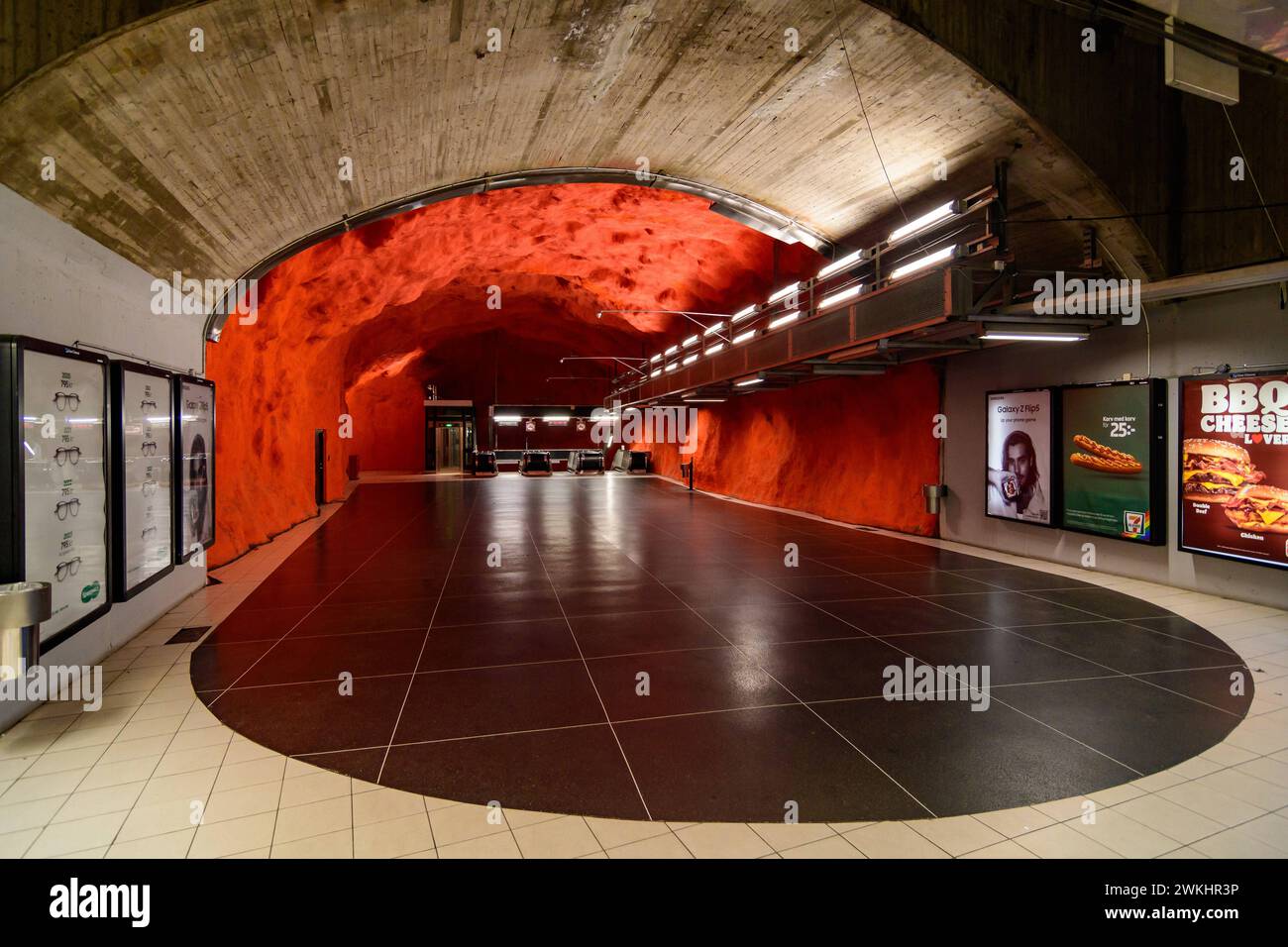 stockholm, sweden, 03 aug 2023, underground railway, tunnelbana, station solna centrum ...