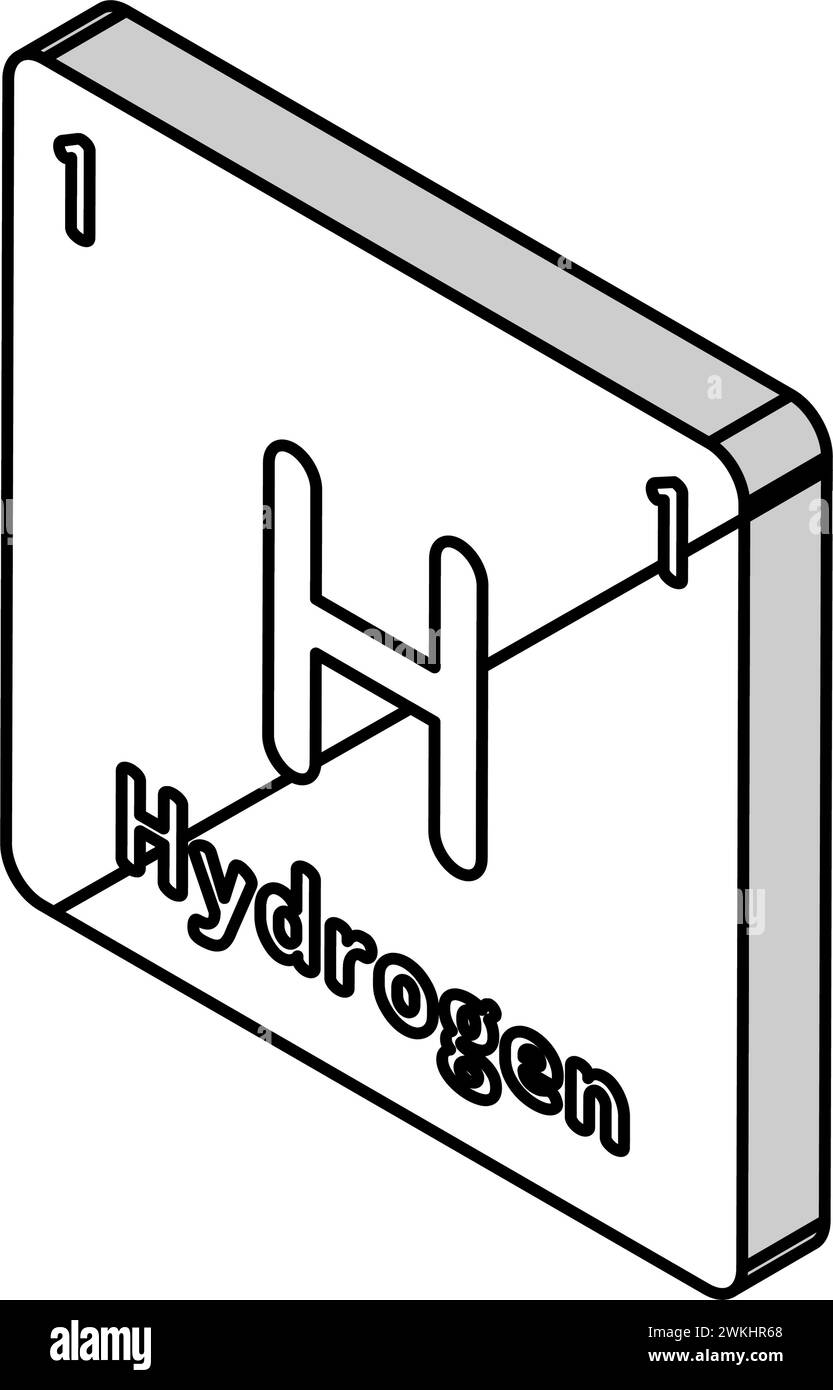 hydrogen chemical element isometric icon vector illustration Stock ...