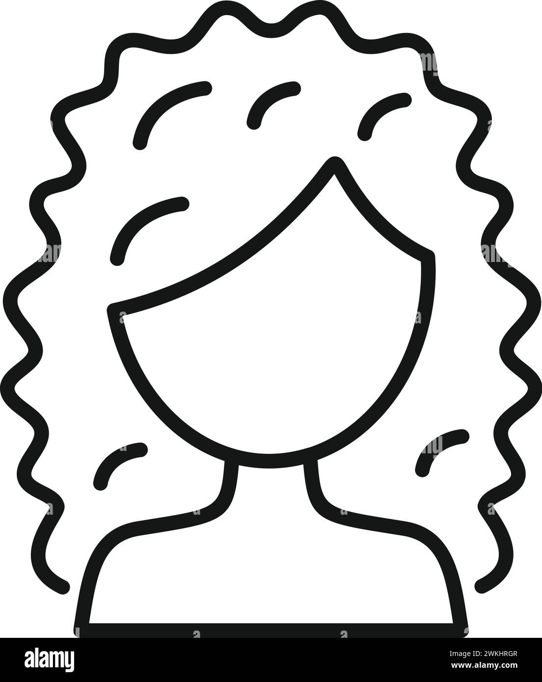 Cute curly hair girl icon outline vector. Salon treatment. Wash mask ...
