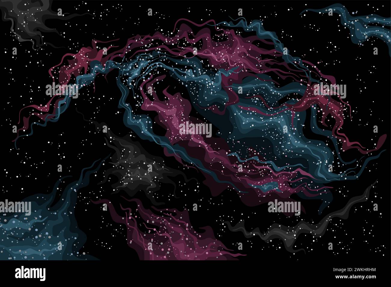 Vector Space Nebula, astronomical horizontal poster with cartoon design ...