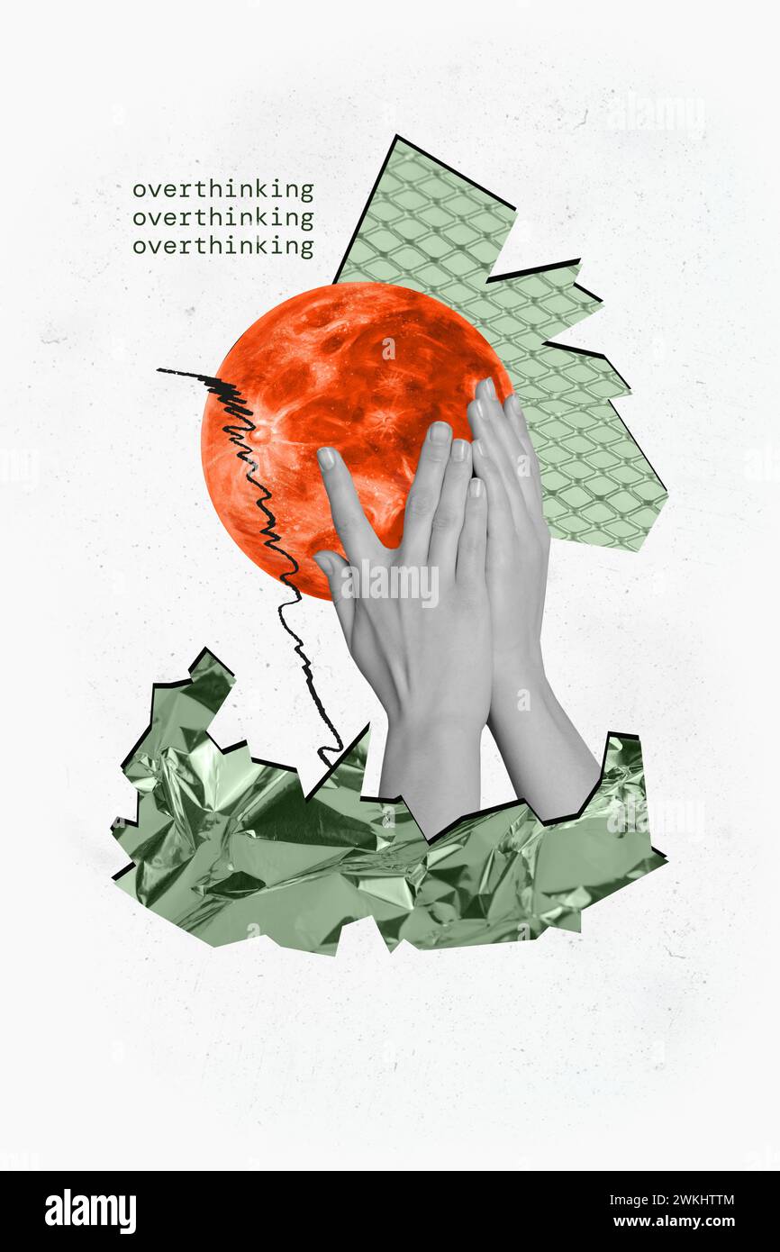 Vertical creative composite surrealistic photo collage of hands face of ... Vertical creative composite surrealistic photo collage of hands face of ...