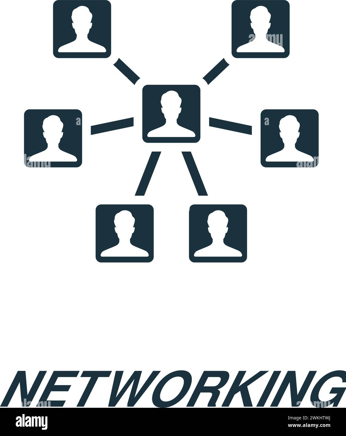 Networking icon. Monochrome simple sign from freelance collection ...
