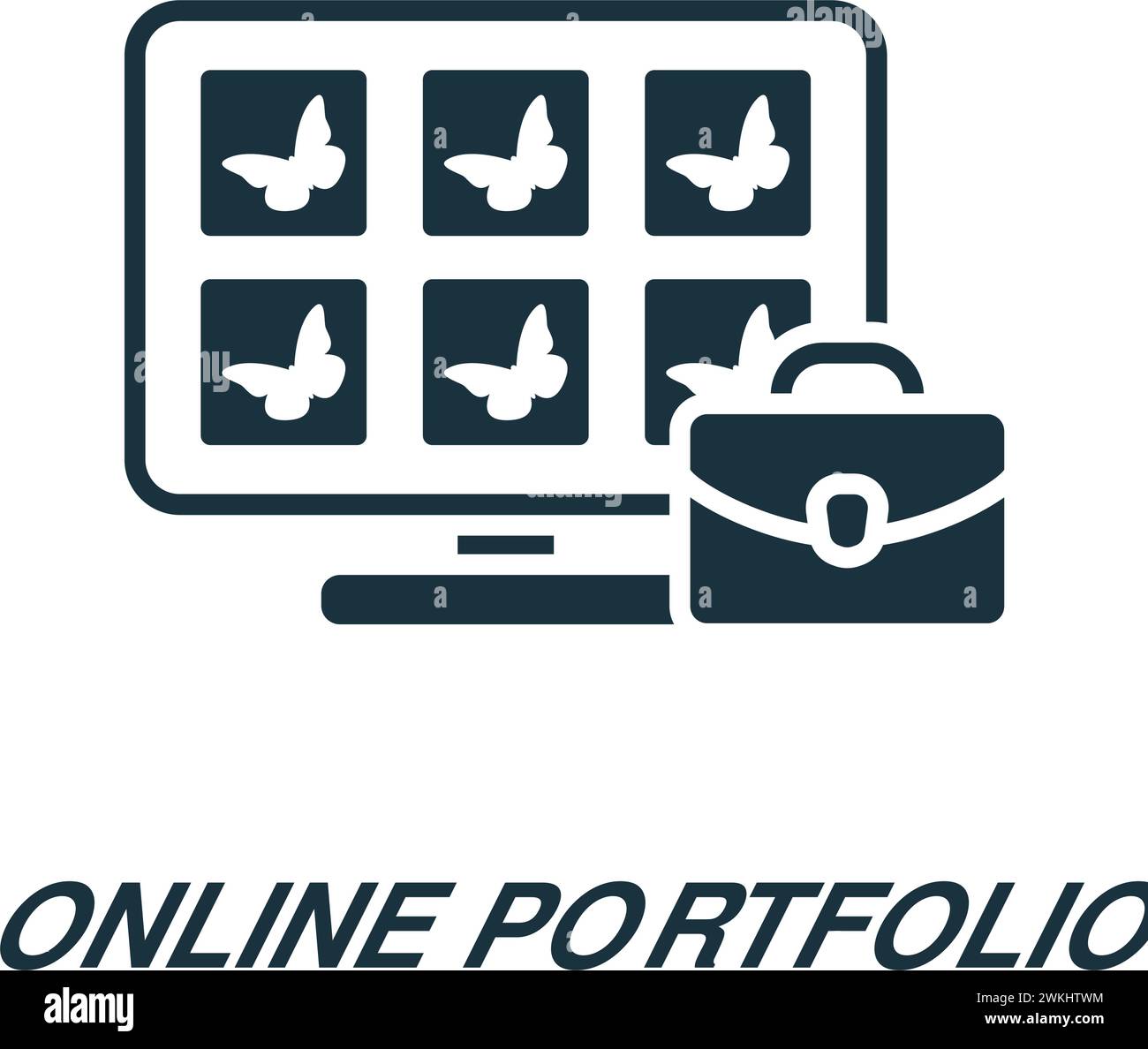 Online portfolio icon. Monochrome simple sign from freelance collection ...