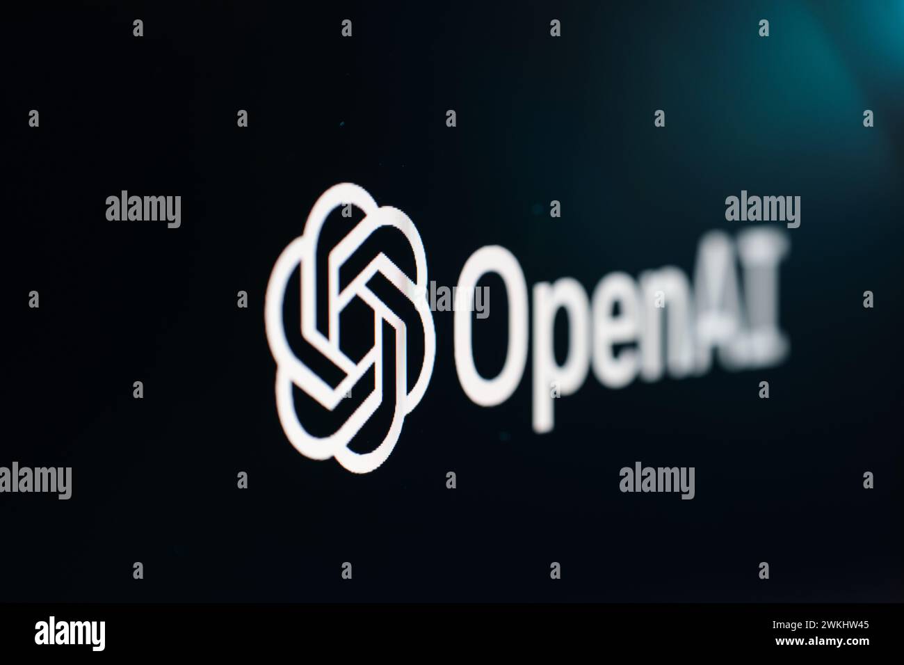 OpenAI logo on black background. OpenAI ChatGPT on PC screen Stock ...