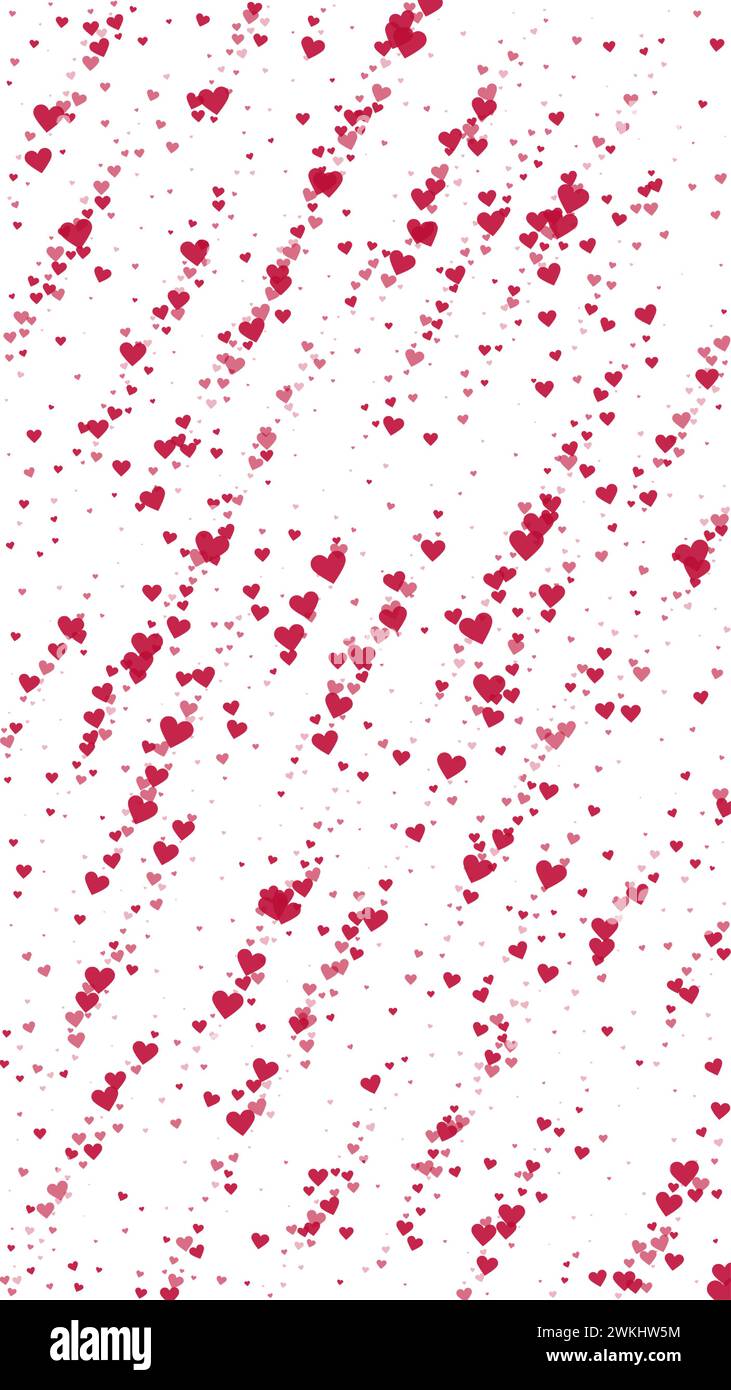Falling hearts valentine card template. Red hearts scattered on white ...