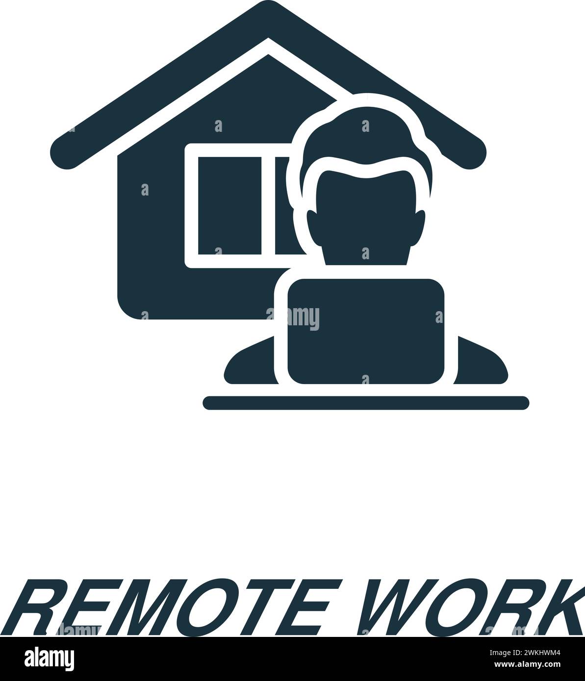 Remote work icon. Monochrome simple sign from freelance collection ...