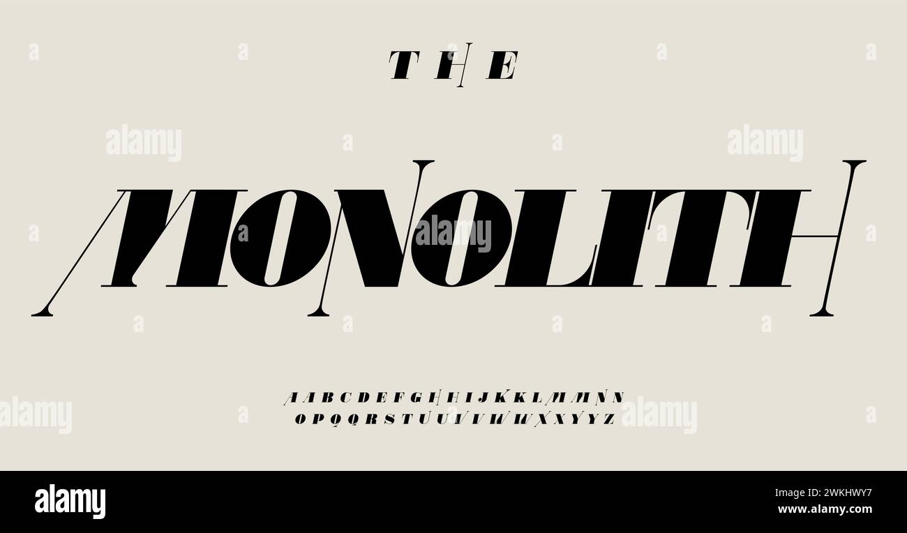 Contrast alphabet, sleek serif letters with thin elegant tails, chic ...