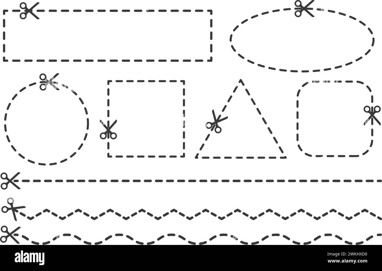 Cut here line with scissor. Vector icon for coupons and paper vouchers ...