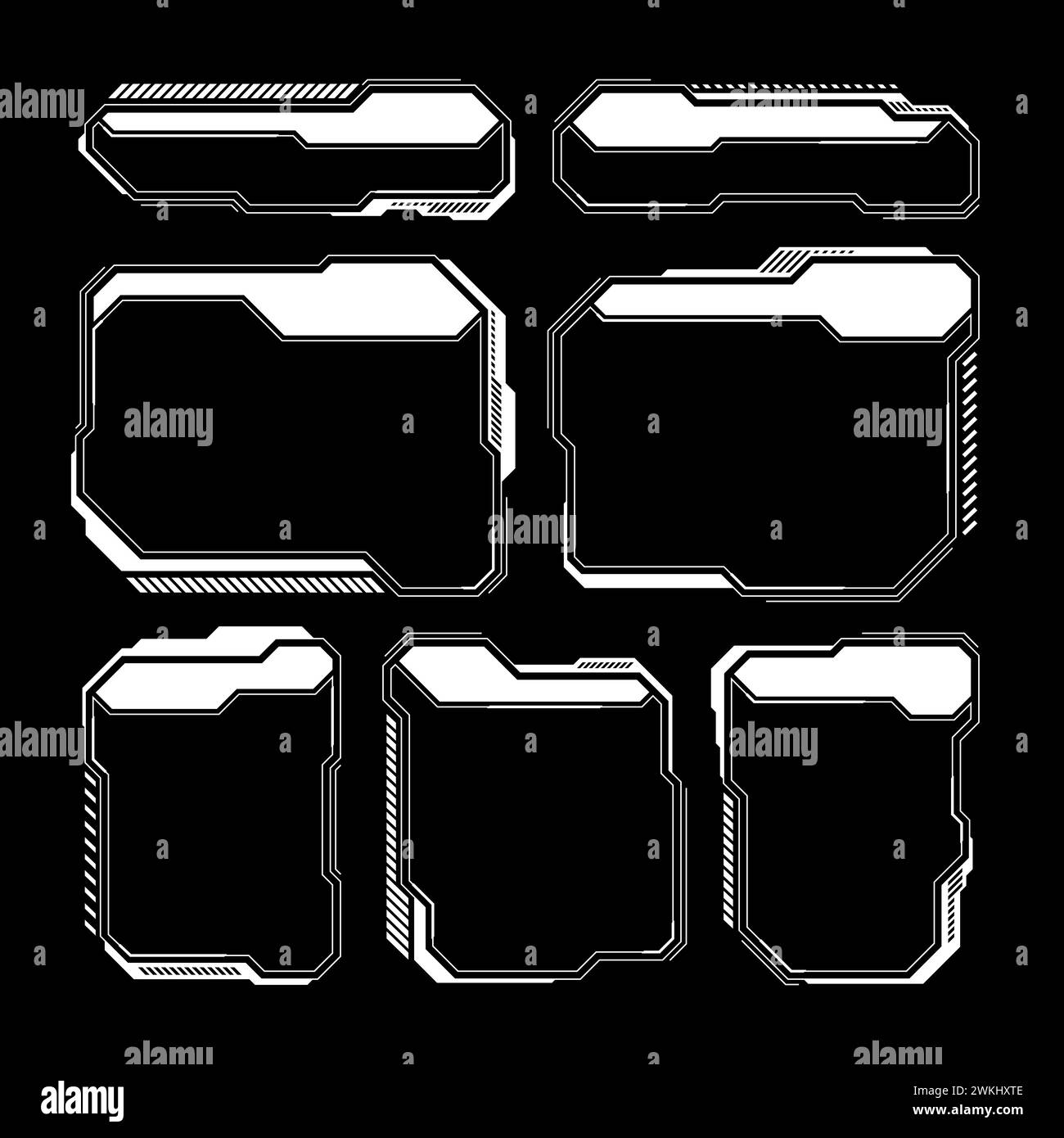 White futuristic HUD, UI elements. Sci-fi user interface text boxes ...