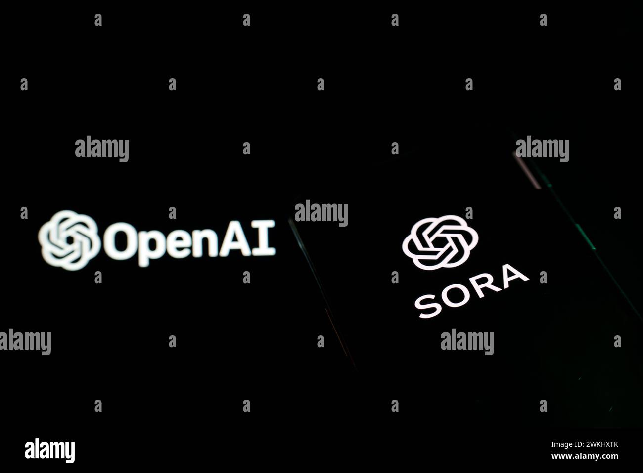 Openai Sora logo is displayed on a smartphone screen. OpenAI announced Sora artificial ...
