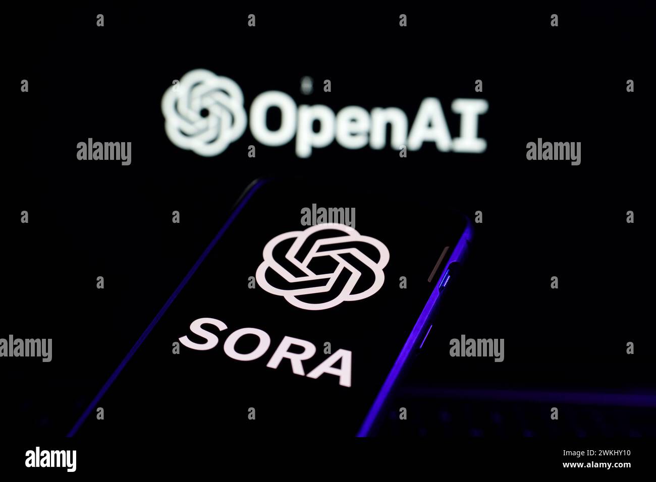 Sora OpenAi new text to video AI model. Sora and Openai logo on screen Stock Photo - Alamy