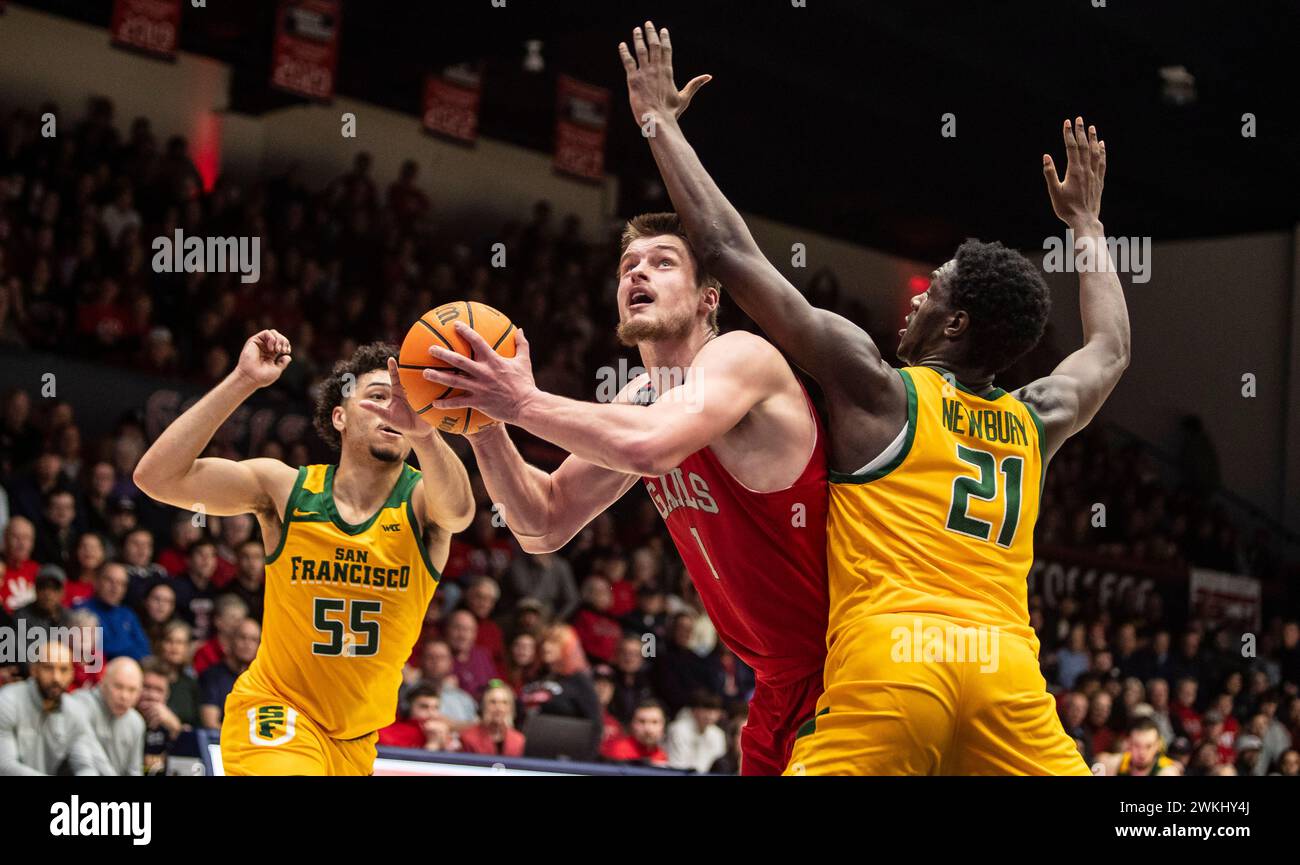 February 20 2024 Moraga CA, U.S.A. St. Mary's center Mitchell Saxen (11 ...