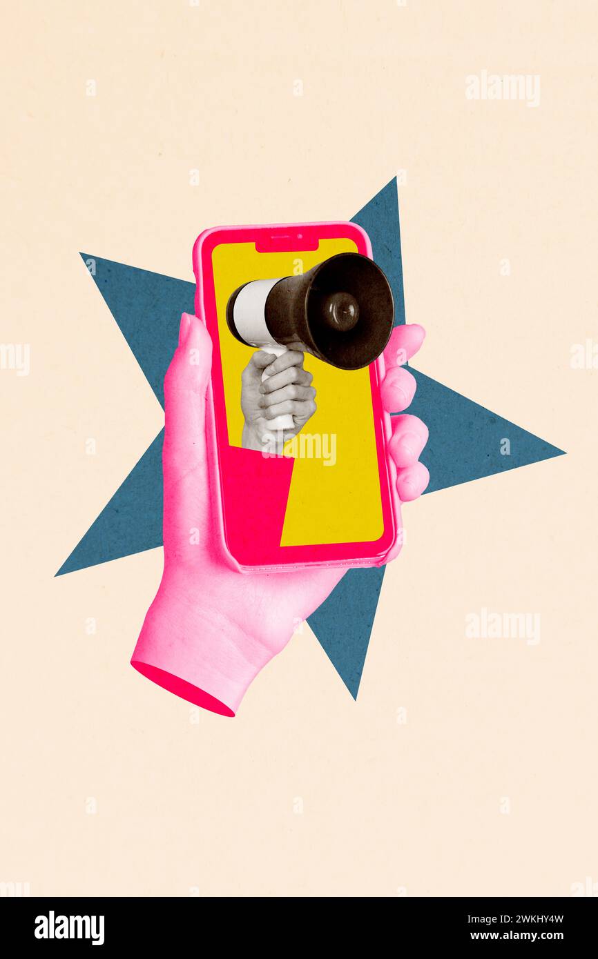 Artwork image trend sketch composite 3d collage photo of one huge hand ...