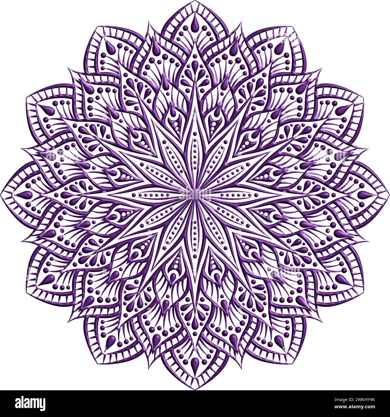 Purple 3D Mandala Flower Ornament, geometric Mandala Stock Vector Image ...
