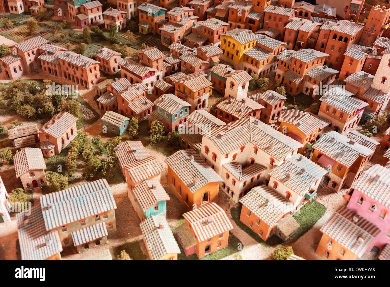 Diorama, miniature houses of medieval plan of San Gimignano, Tuscany ...
