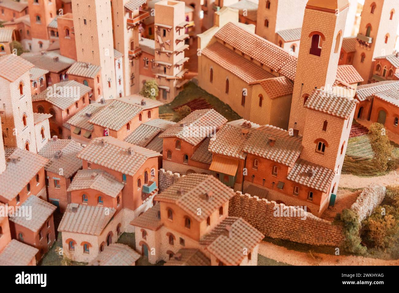 Diorama, miniature houses of medieval plan of San Gimignano, Tuscany ...