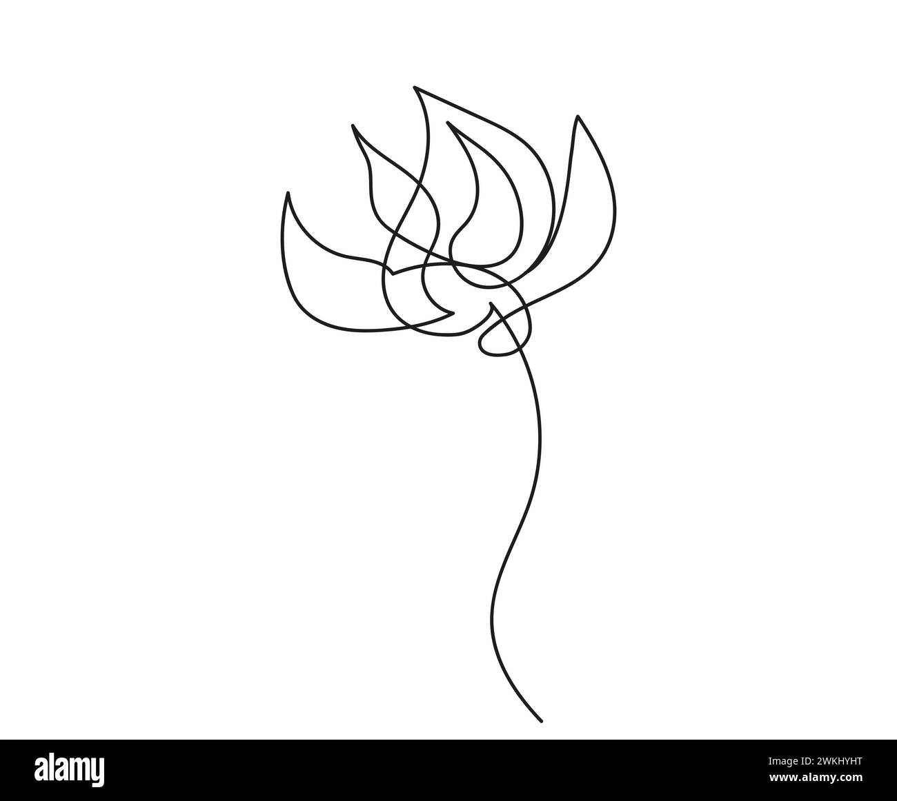 Continuous one line drawing of an abstract flower. Line art. Concept of ...