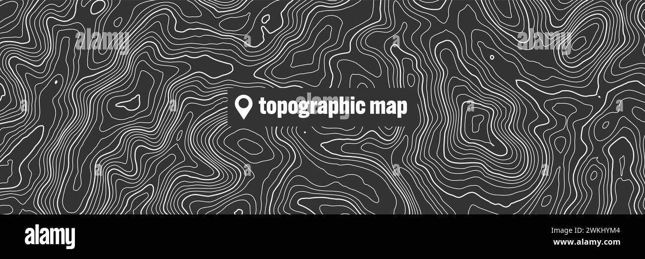 Topographic map with contour lines. Geographic terrain grid, relief ...