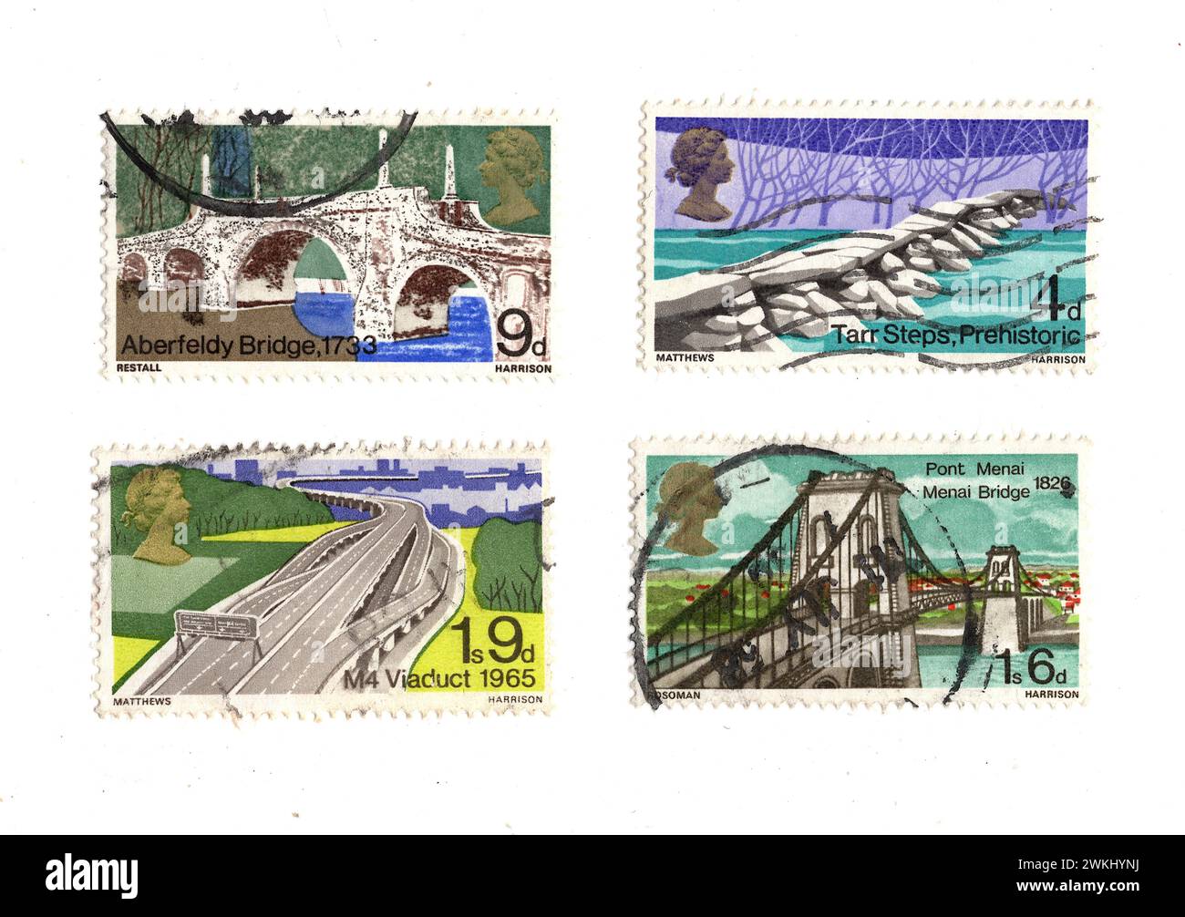 A set of vintage British Bridges pre decimal postage stamps from the ...