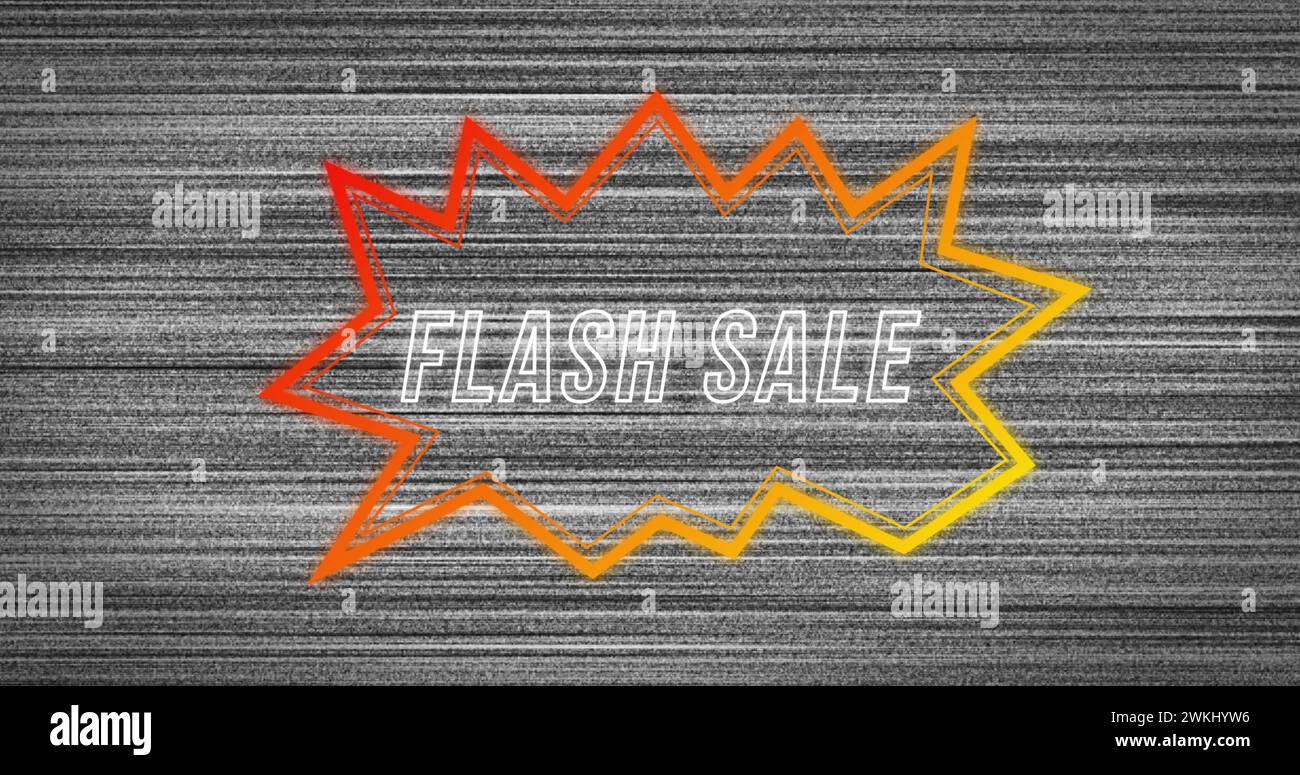 Image of retro flash sale text in neon red to yellow speech bubble on ...