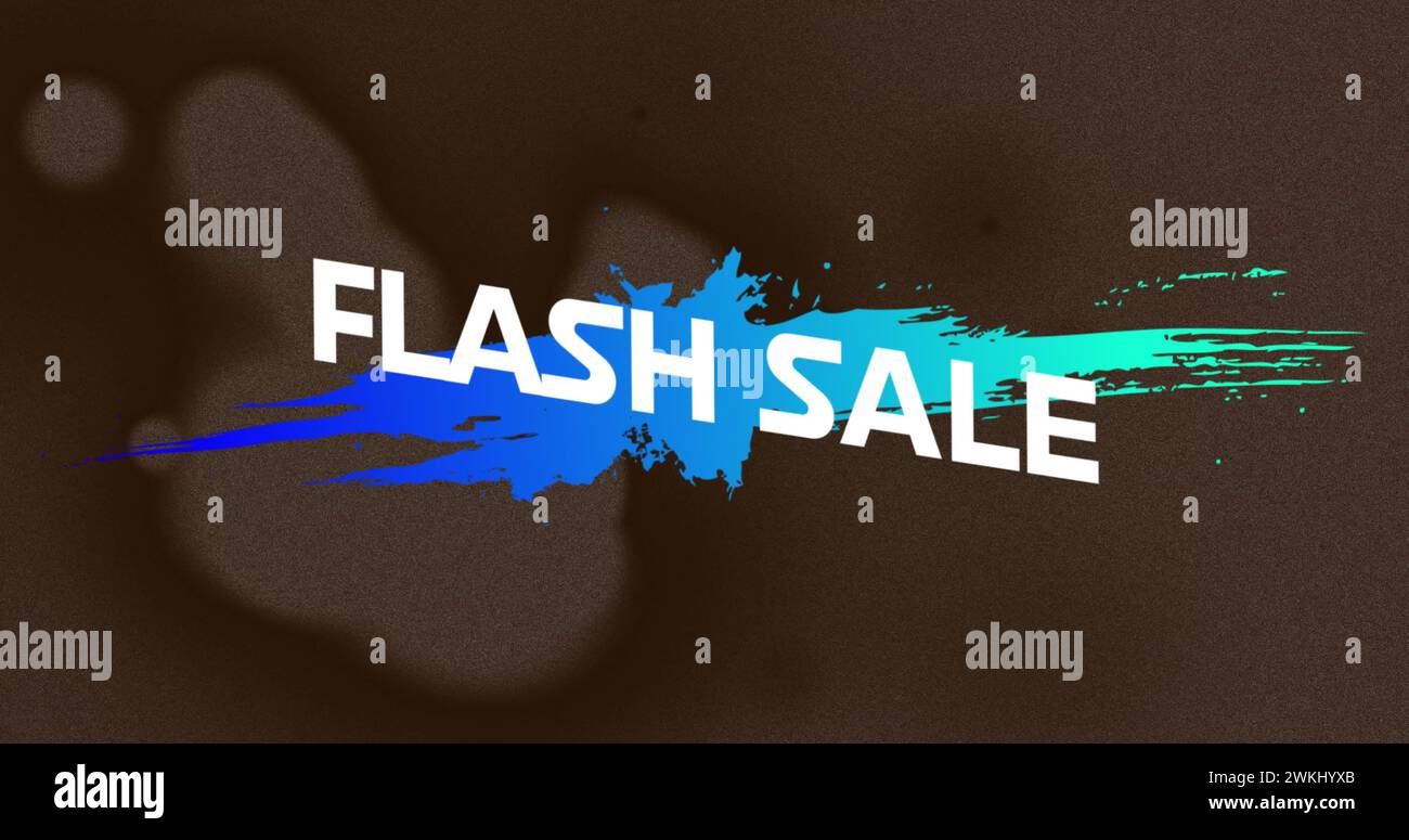 Image of flash sale text in white over blue to green paint splash on ...