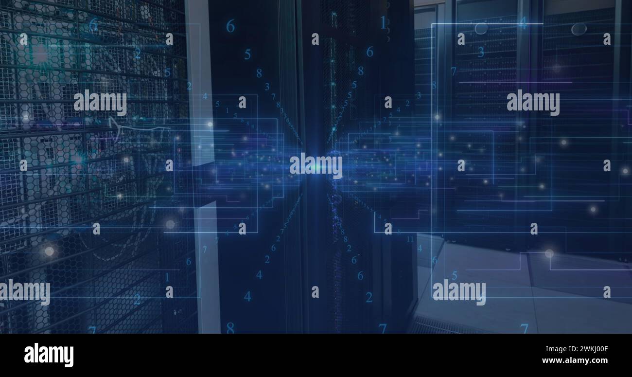 Image of data processing over server room Stock Photo - Alamy