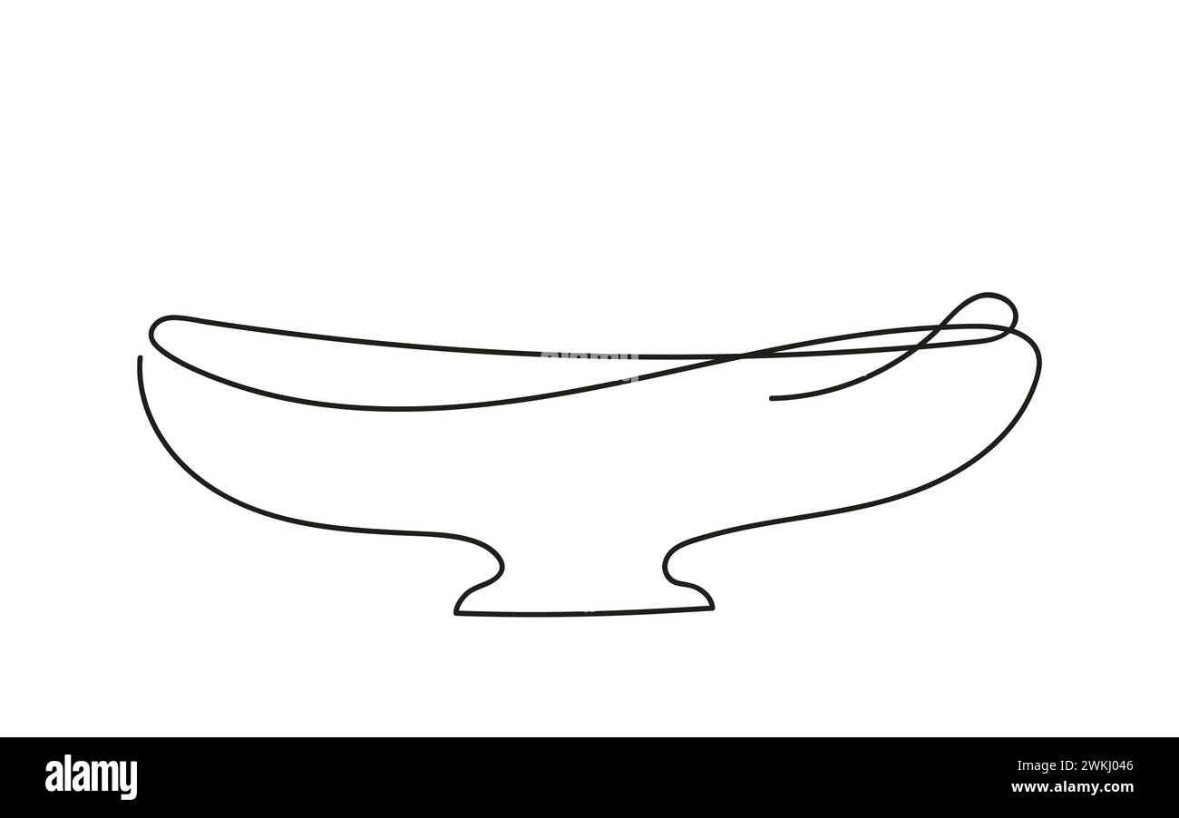 Line art of bowl. Continuous one line drawing. Empty plate. Isolated on ...
