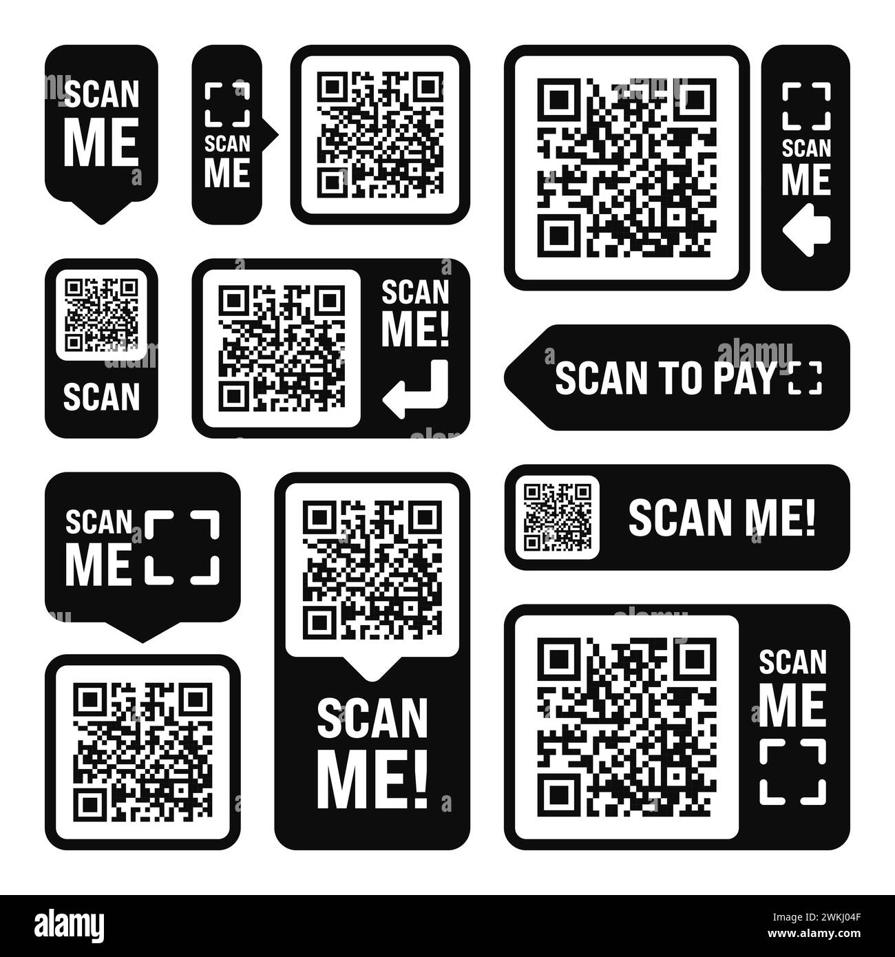 Scan me QR code sticker. Online payment. Special offer sale stickers ...