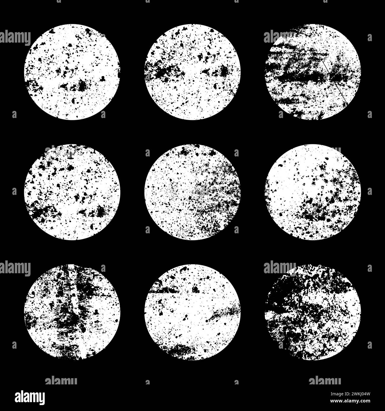 Grunge circles with stains and scratches. Circle brush stroke, round ...
