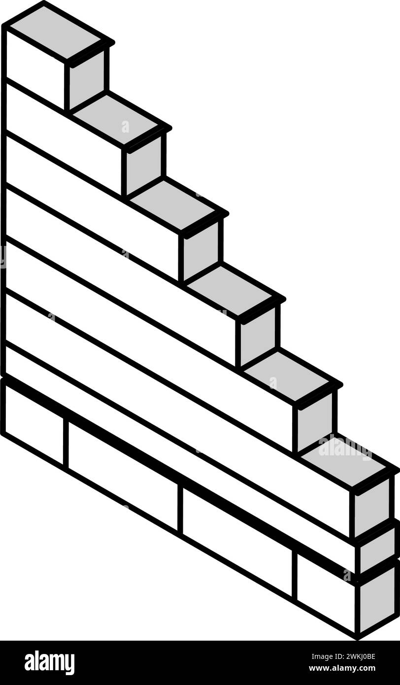 stairs building structure isometric icon vector illustration Stock ...