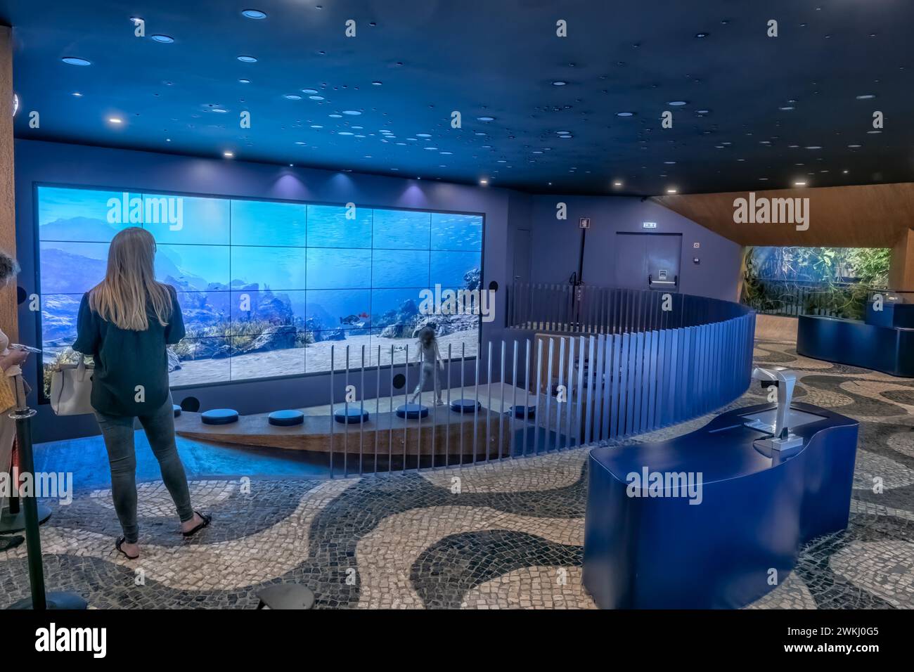 Vasco da Gama Aquarium interior in Alges, Lisbon District, Portugal ...